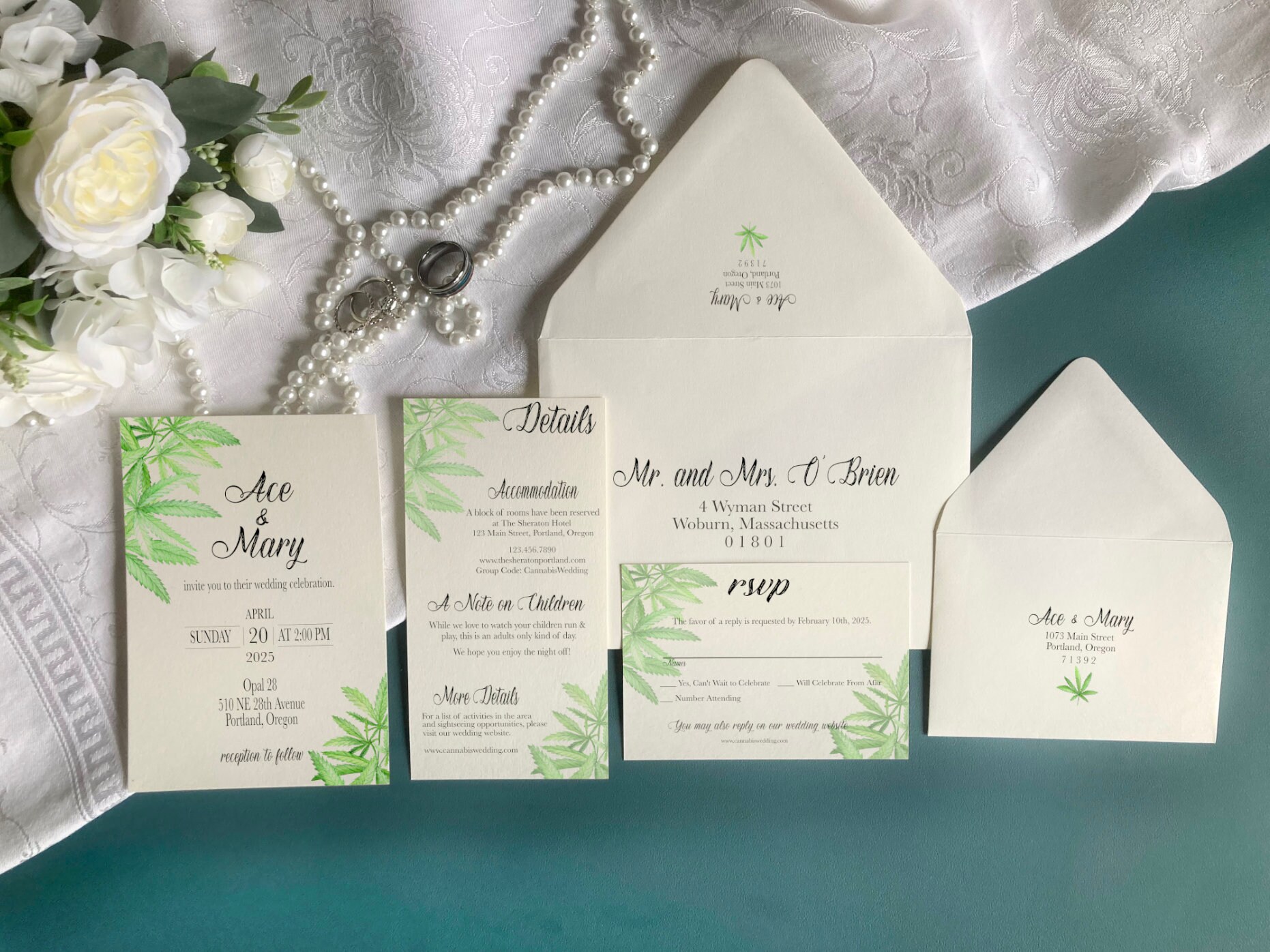 Cannabis Wedding Invitation Suite, Invitation Bundle, Digital Documents ...