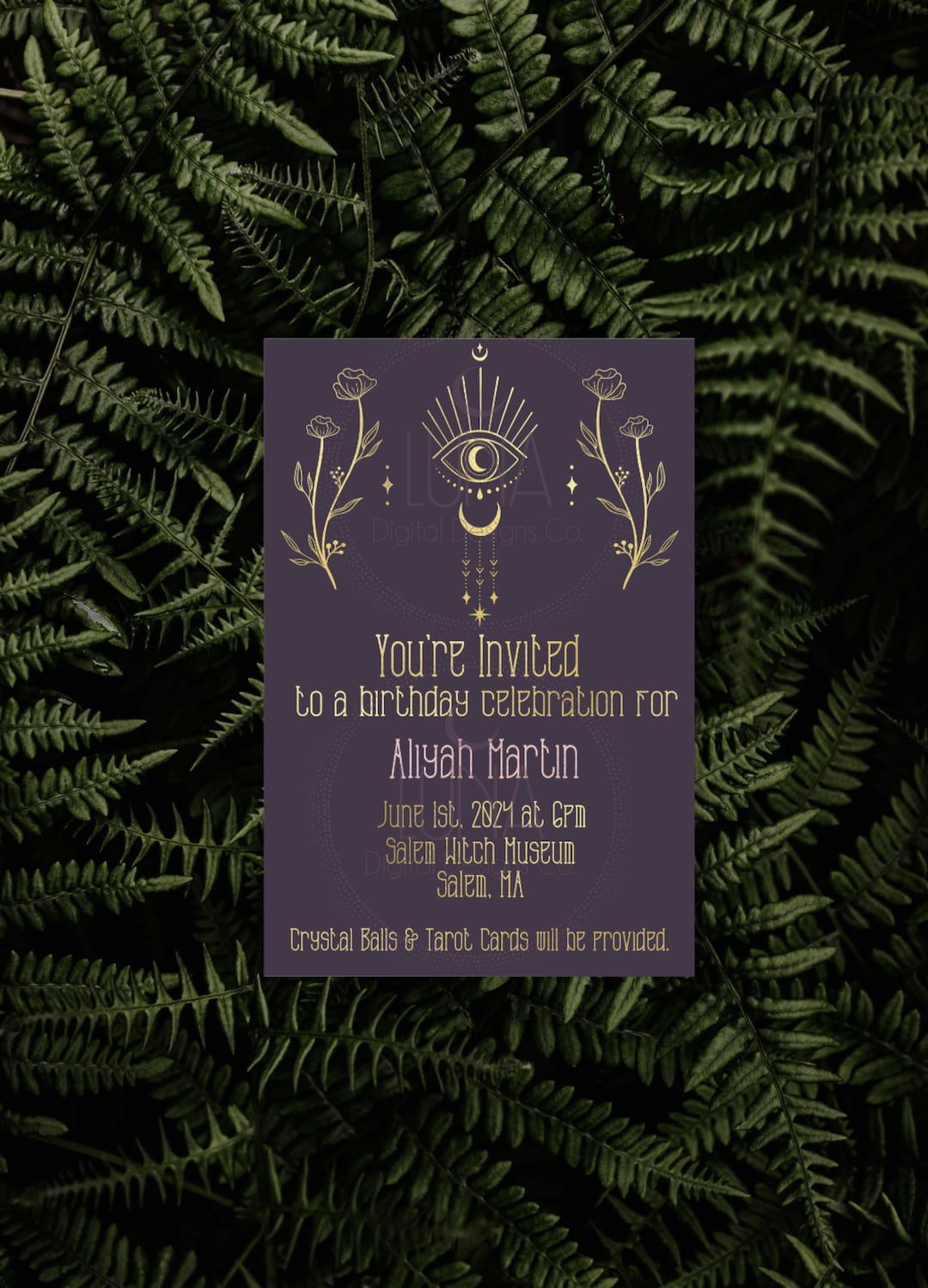 Mystical Birthday Invitation, Customizable Digital Invitation, Digital ...