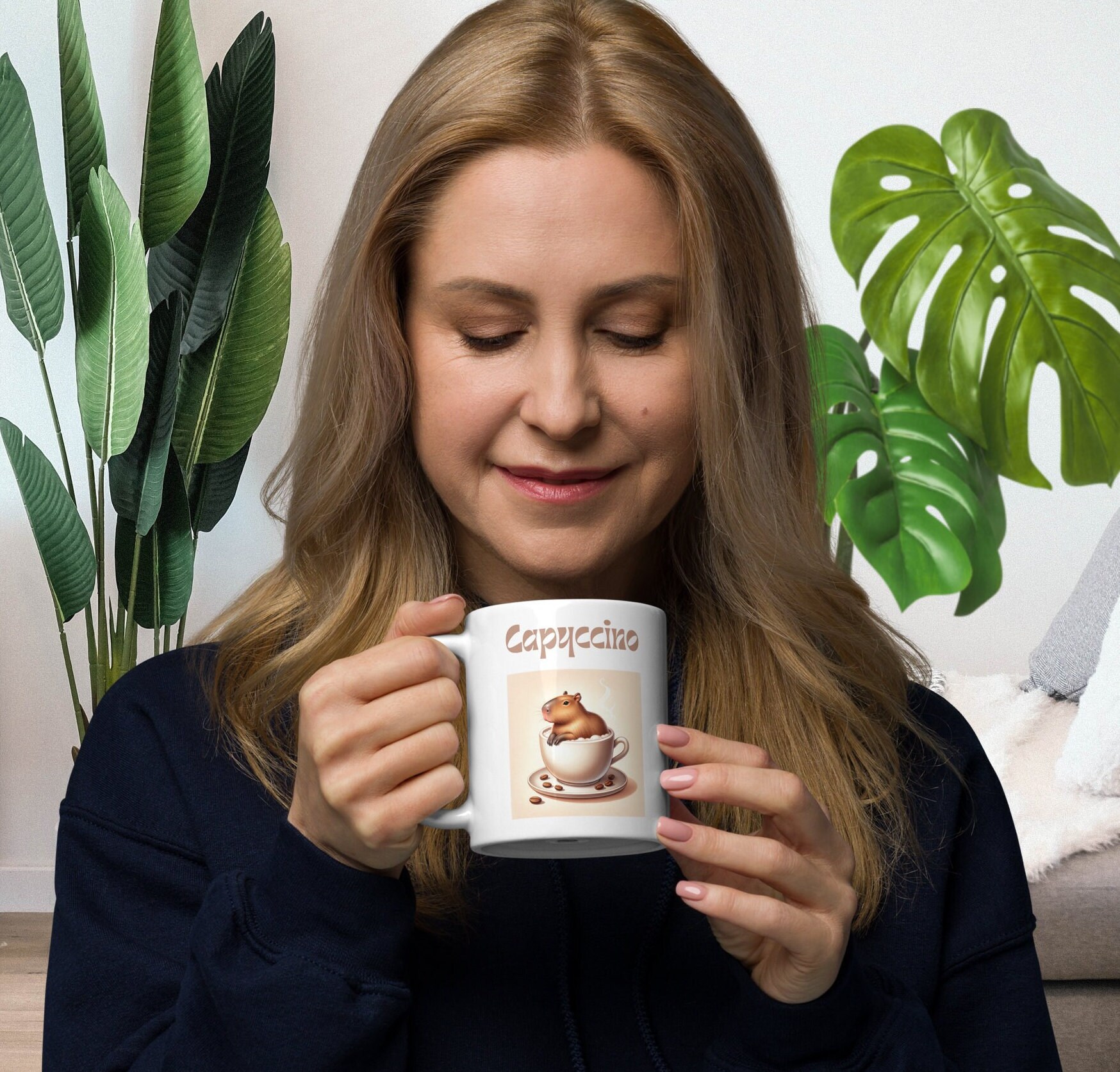 Capybara Cappuccino Capyccino White Glossy Mug. Perfect Gift for Capy ...