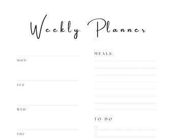 Printable Minimalist Weekly Planner Digital Download - Etsy