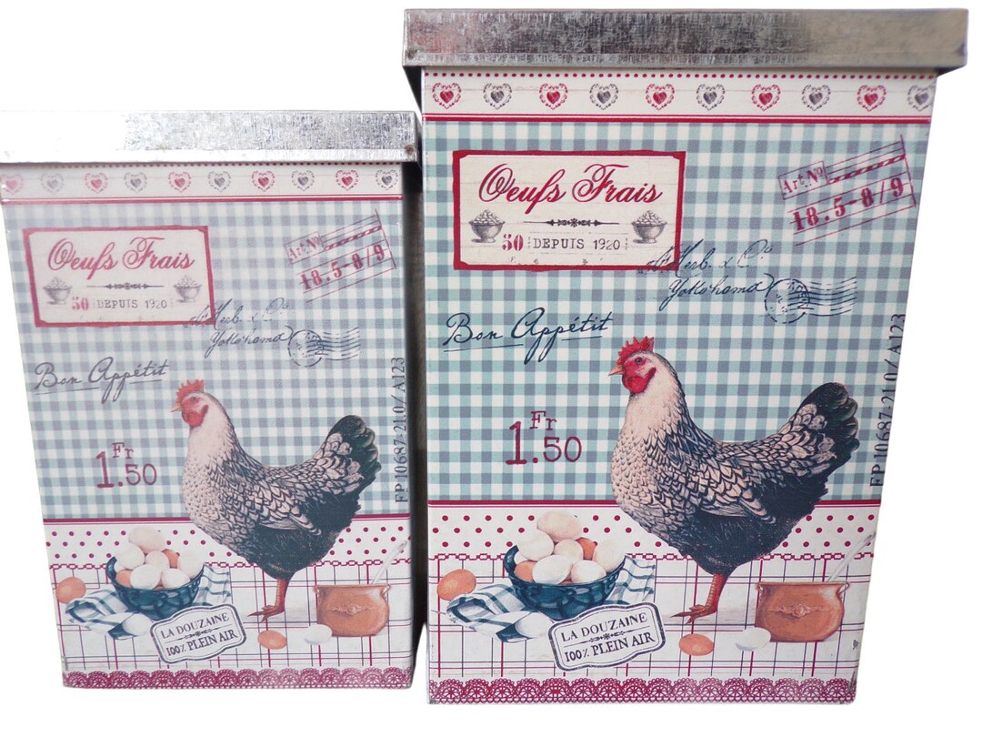 Galvanized Metal Kitchen Boxes, Set of 2, Kitchen Food Storage Box ...