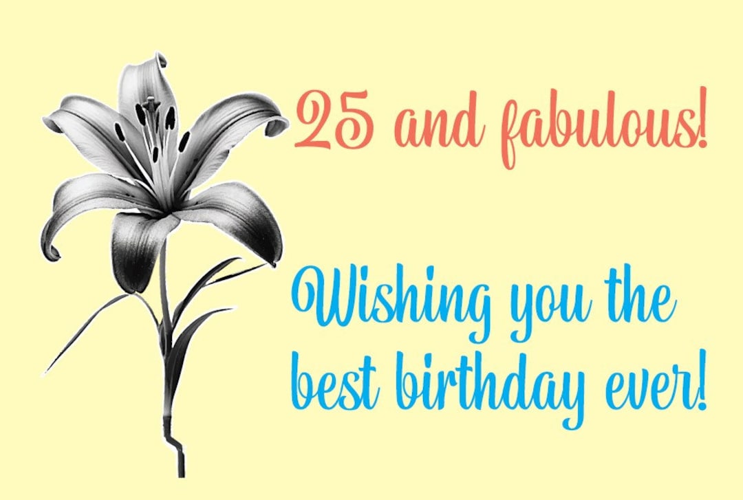 25th Printable Birthday Funny Birthday Card Funny Birthday Wishes ...