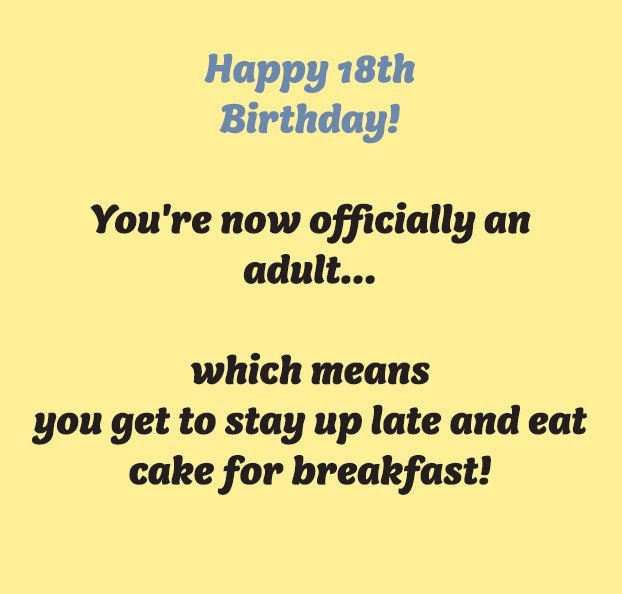 18th Printable Birthday Funny Birthday Card Funny Birthday Wishes ...