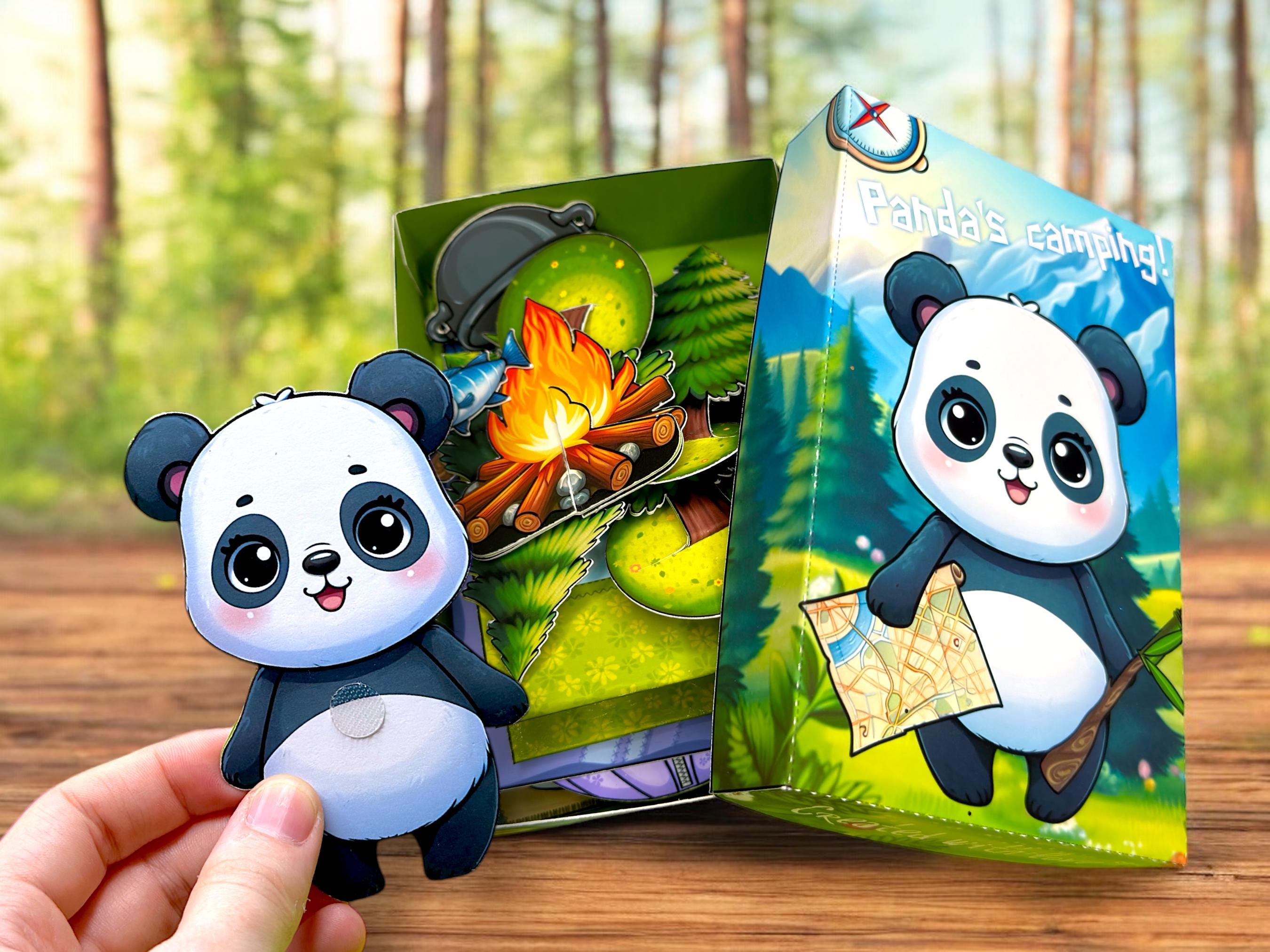 DIY 3D Panda Camping! & House Paper Toy - Printable PDF Craft Kit for ...