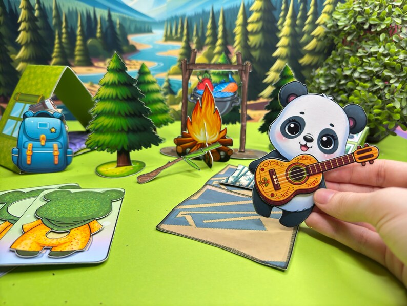 DIY 3D Panda Camping! & House Paper Toy - Printable PDF Craft Kit for ...