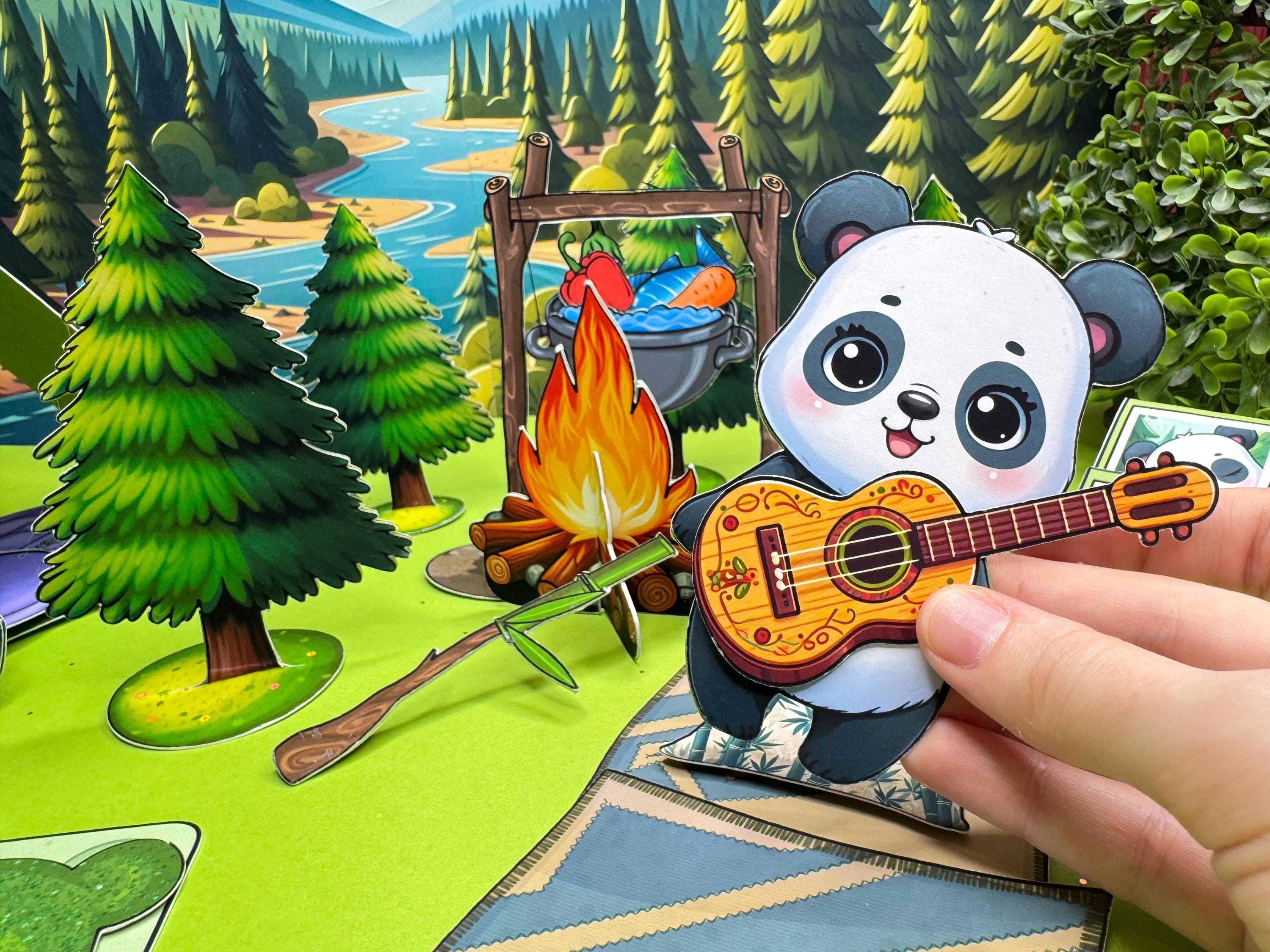 DIY 3D Panda Camping! & House Paper Toy - Printable PDF Craft Kit for ...