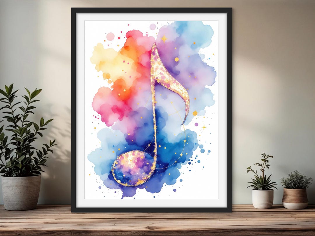 Printable Music Notes Art – Watercolor Digital Wall Poster for Music ...