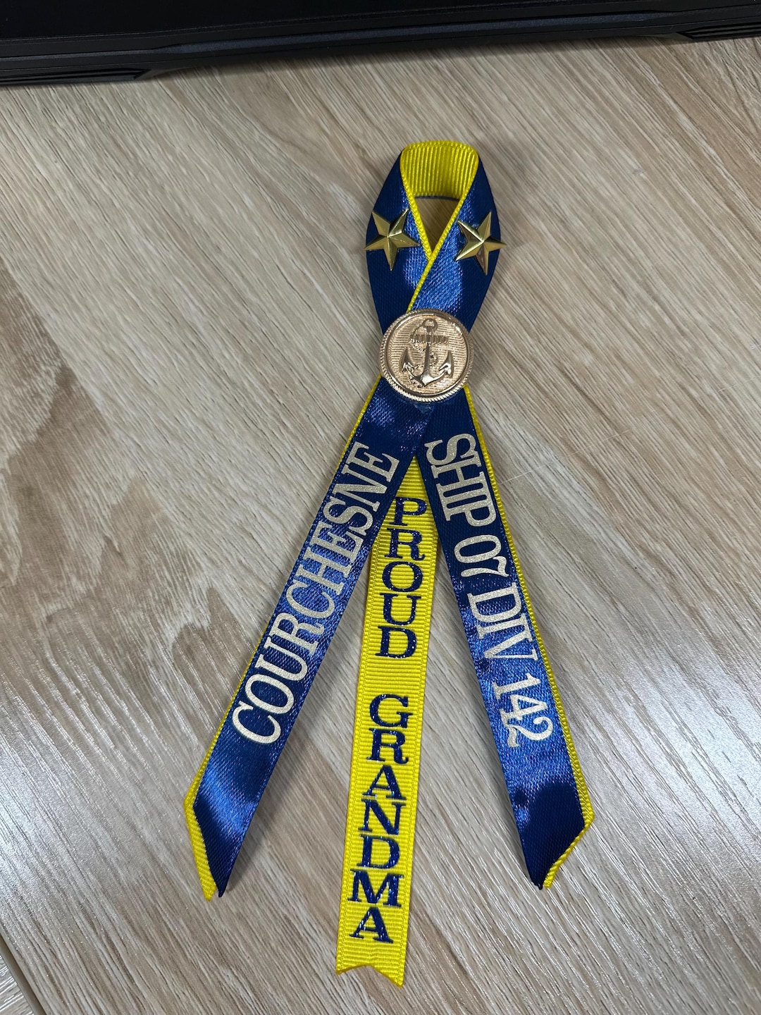 Navy Graduation Pin PIR Personalized Ribbon Yellow and Royal Blue - Etsy