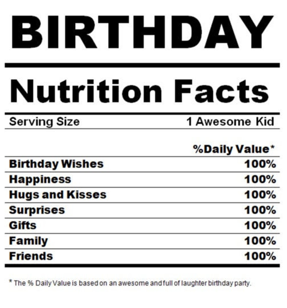Birthday Svg - Birthday Facts, Nutrition Facts SVG DFX and PNG Birthday ...