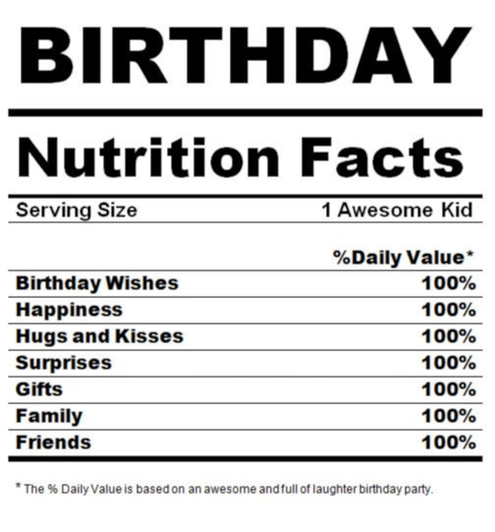 Birthday Svg - Birthday Facts, Nutrition Facts SVG DFX and PNG Birthday ...