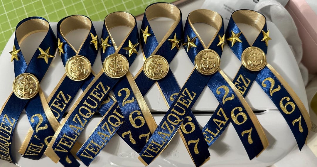 Navy Graduation Pin PIR Personalized Ribbon - Etsy