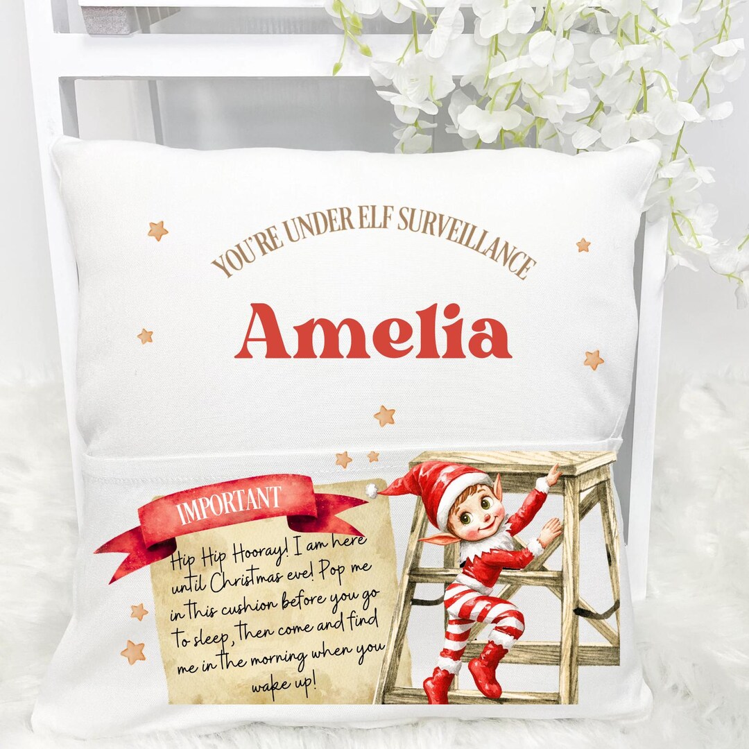 Elf Surveillance Cushion| Elf on the Shelf| Christmas Cushion| Stocking ...