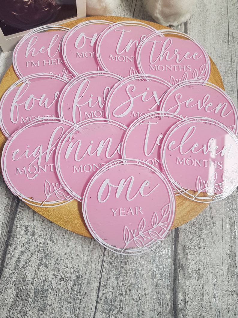 Baby Monthly Milestone Discs Acrylic Discs Hello World - Etsy