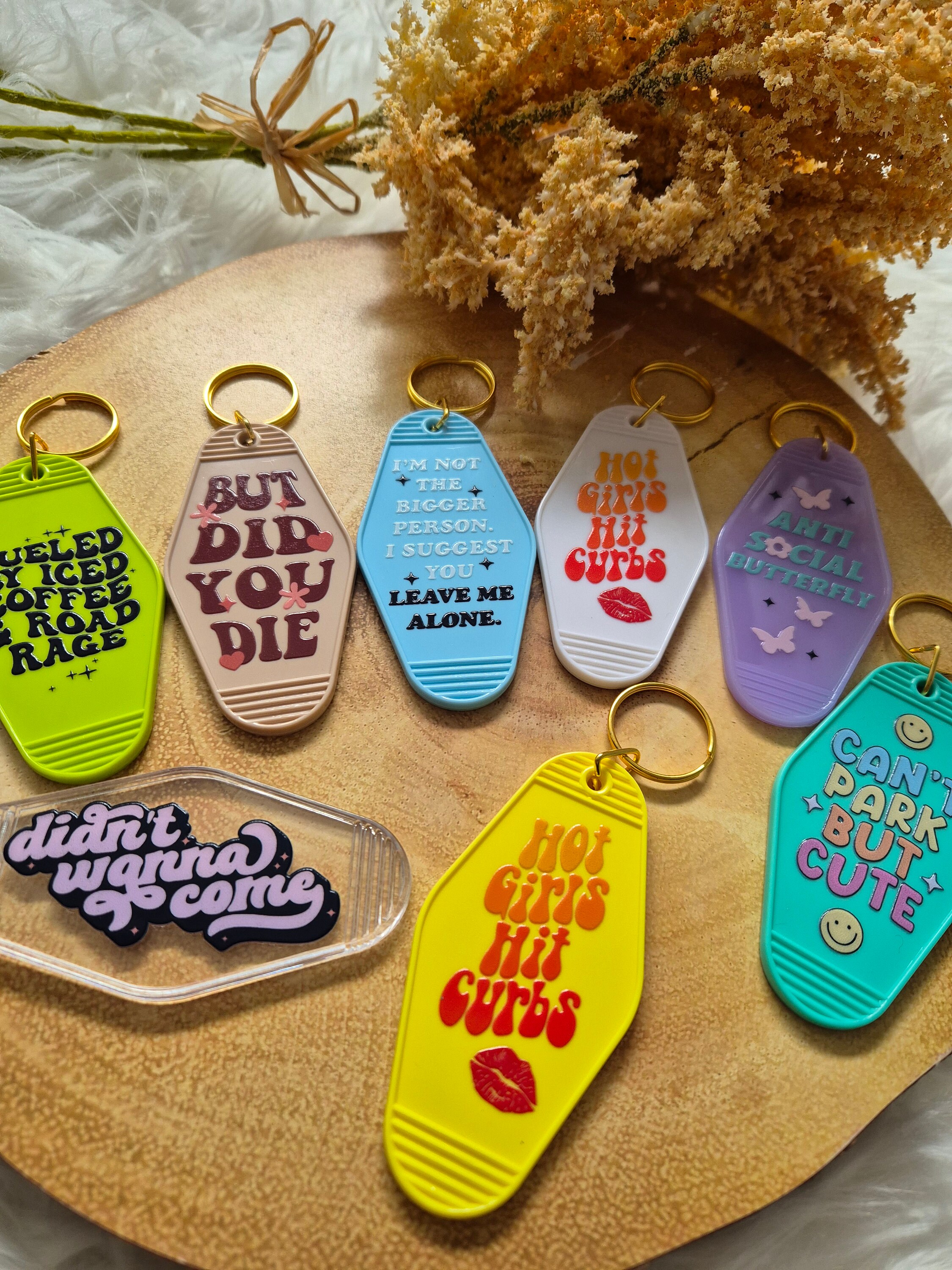 Retro Style Motel Keychains can't Park but Cute antisocial Butterfly ...