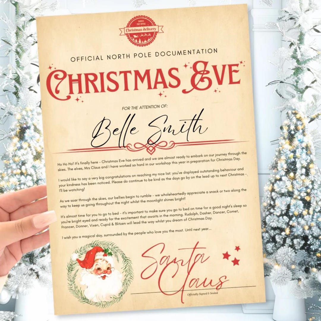 Personalised Christmas Eve Letter From Santa Christmas Eve Box Filler ...