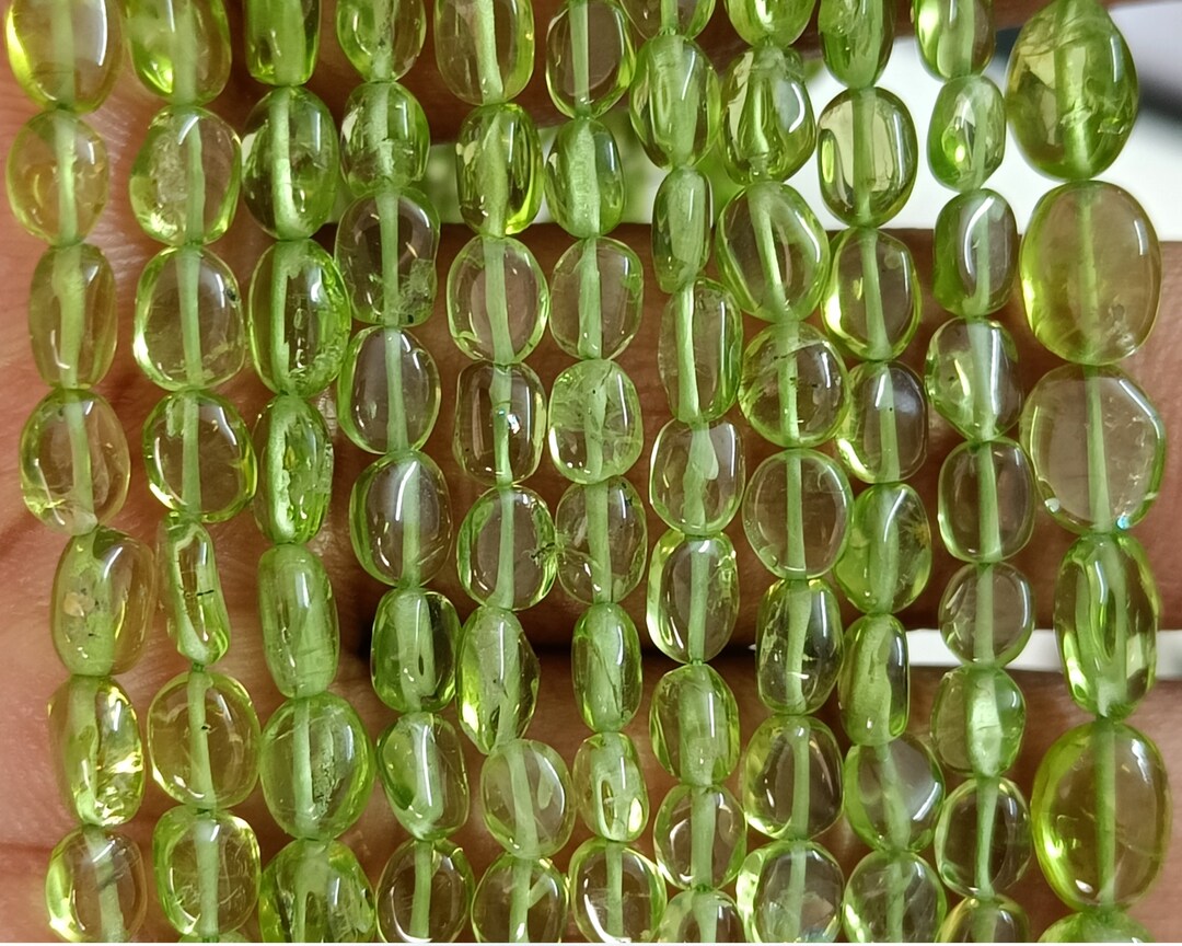 Natural Peridot Oval Gemstone Beads, 16 Inch Strand - Etsy