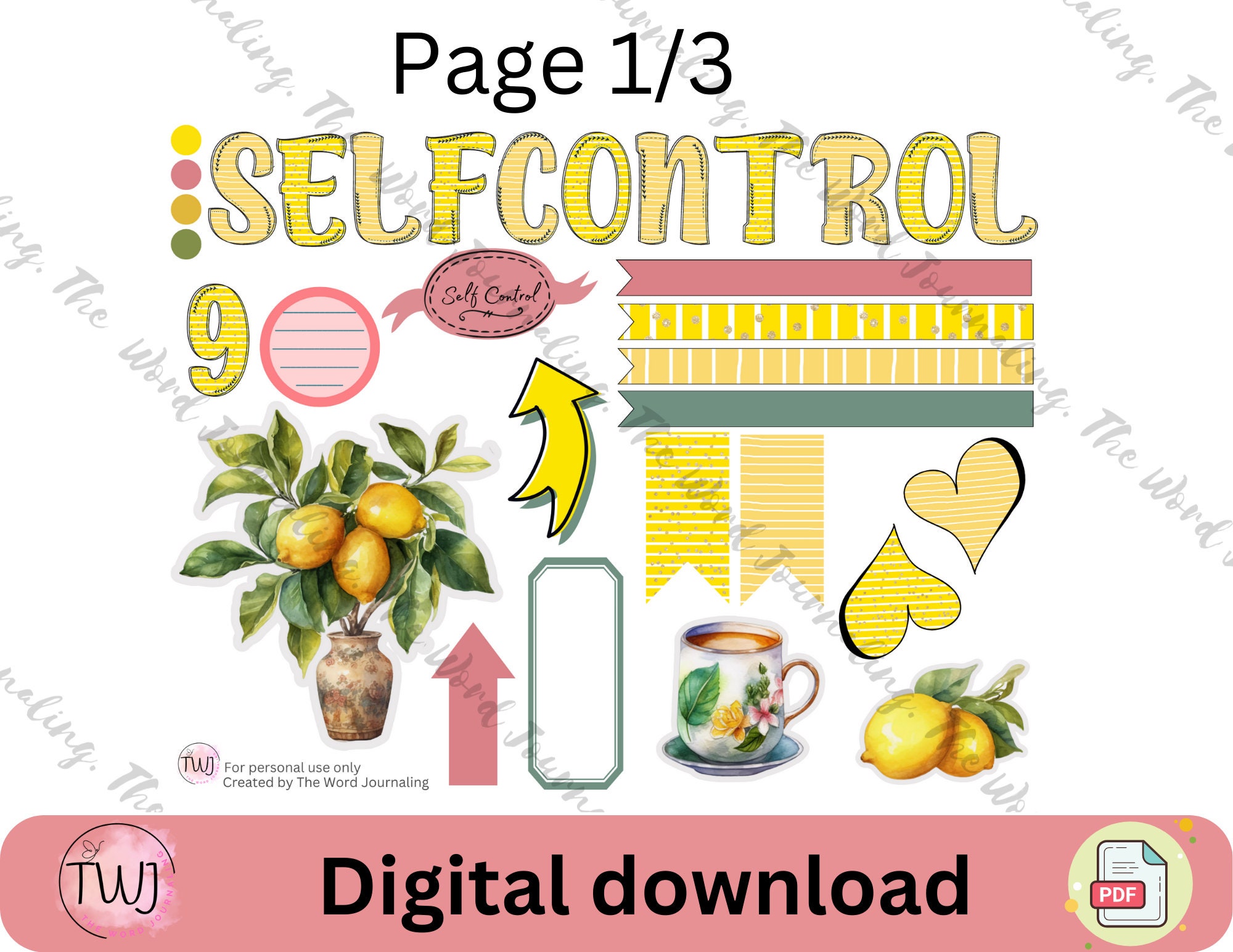 Fruit of the Spirit Self Control Printable, Bible Art Journaling ...