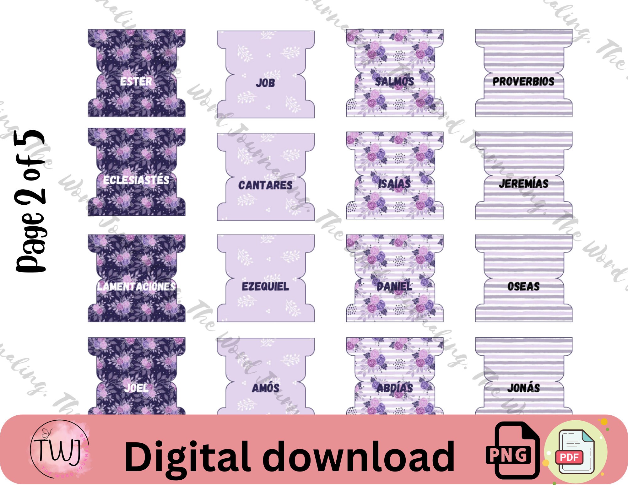 Bible Tabs, Printable Bible Tabs, Purple Digital Bible Tabs, Versión En Español - Etsy