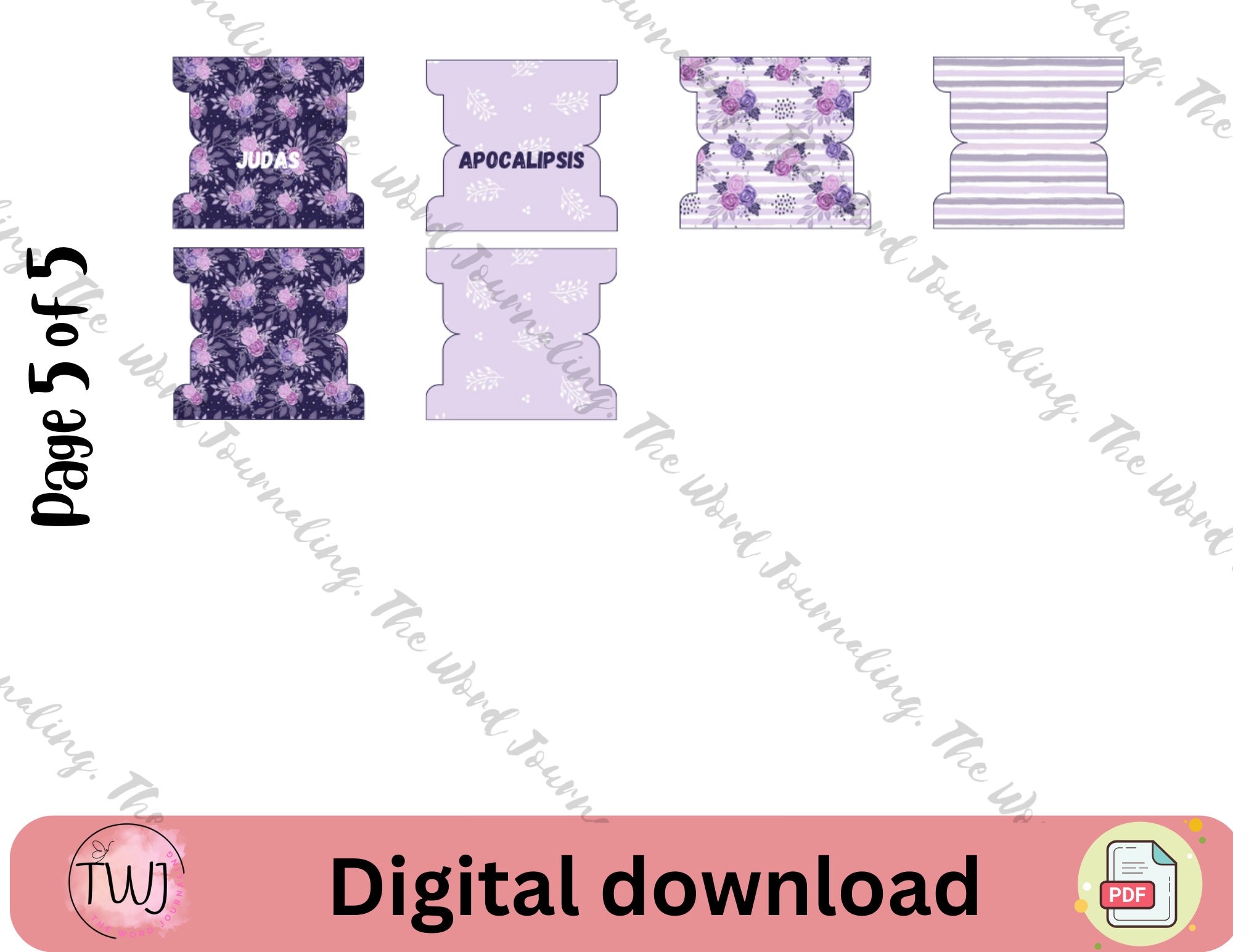 Bible Tabs, Printable Bible Tabs, Purple Digital Bible Tabs, Versión En ...