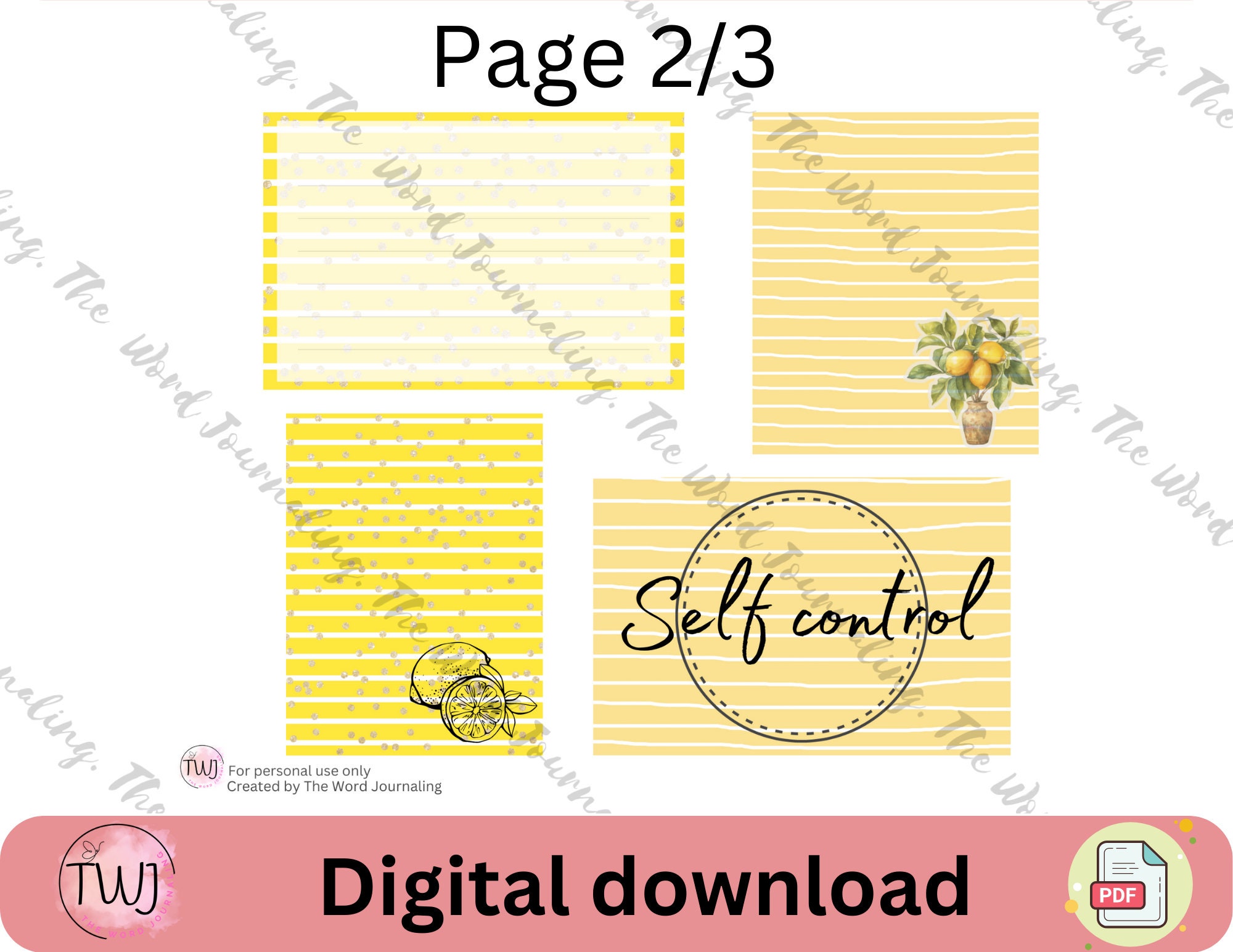 Fruit of the Spirit Self Control Printable, Bible Art Journaling ...