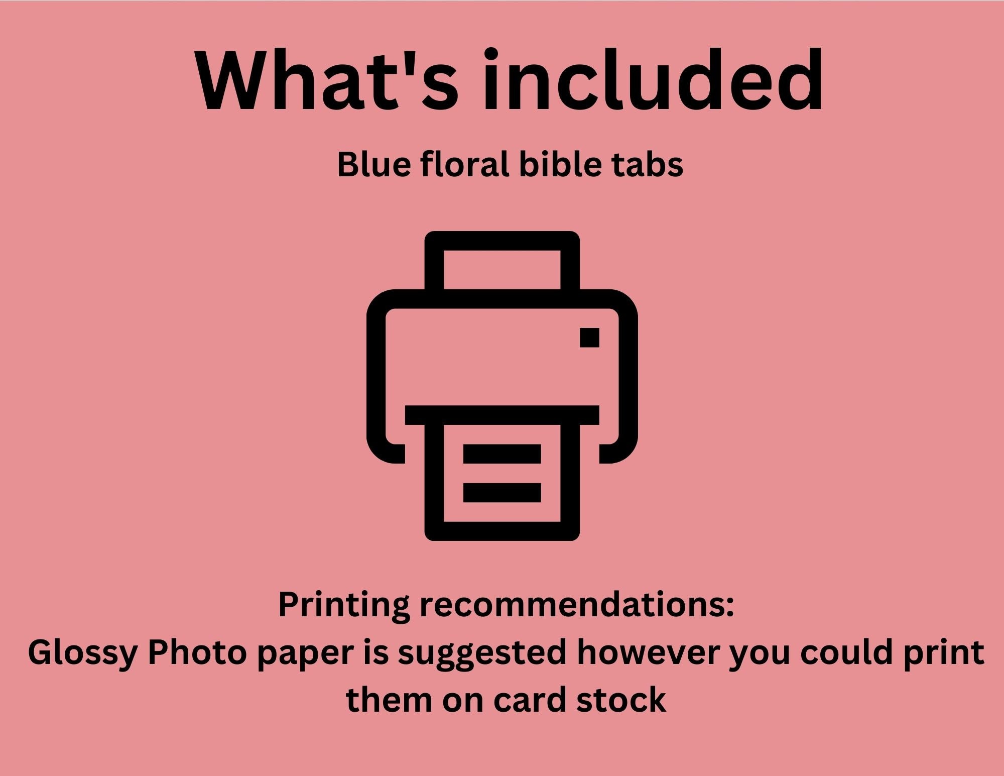 Blue Floral Bible Tabs, Printable Bible Tabs, Blue Floral Digital Bible ...