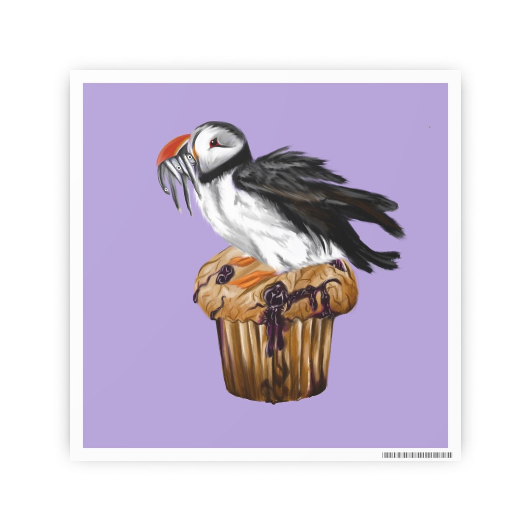 Puffin on a Muffin Fine Art Print - Etsy