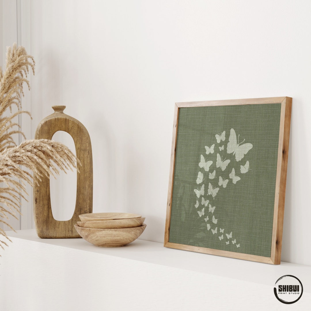 Green Butterfly Poster for Nordic Style Home Decor, Square Size ...
