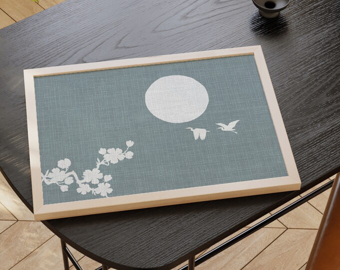 Horizontal Japanese Wall Art Poster, Flock of Birds Japanese Sun Art ...