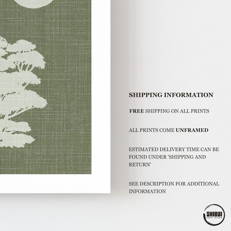 Japandi Wabi Sabi Green Minimalist Tree Art Poster, Hygge Organic ...
