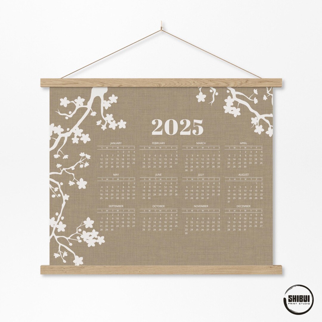 2025 Year at a Glance Calendar, One Page Calendar, Hanging Year Wall ...