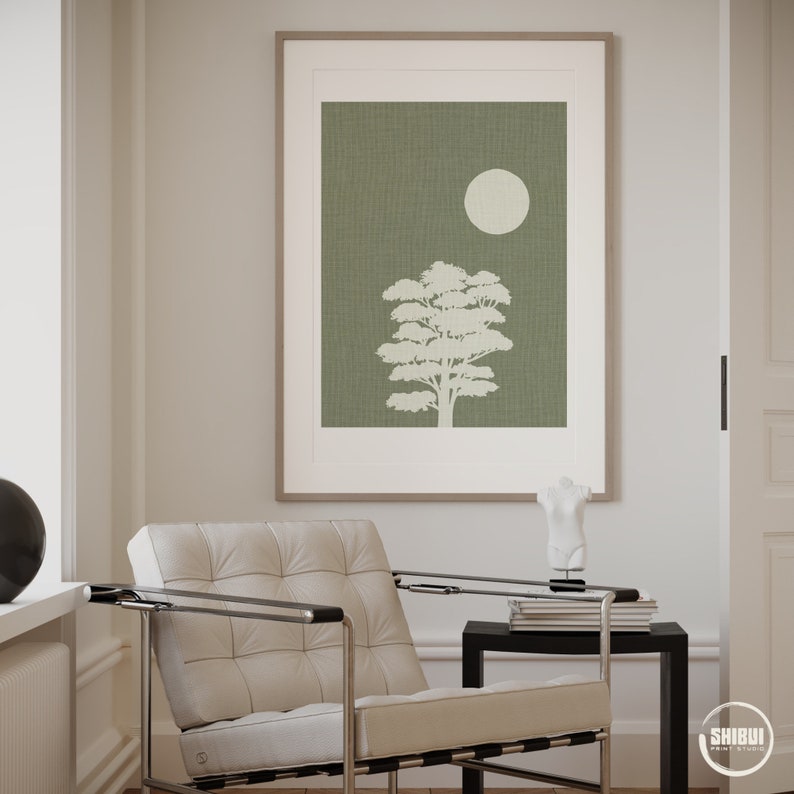 Japandi Wabi Sabi Green Minimalist Tree Art Poster Hygge - Etsy