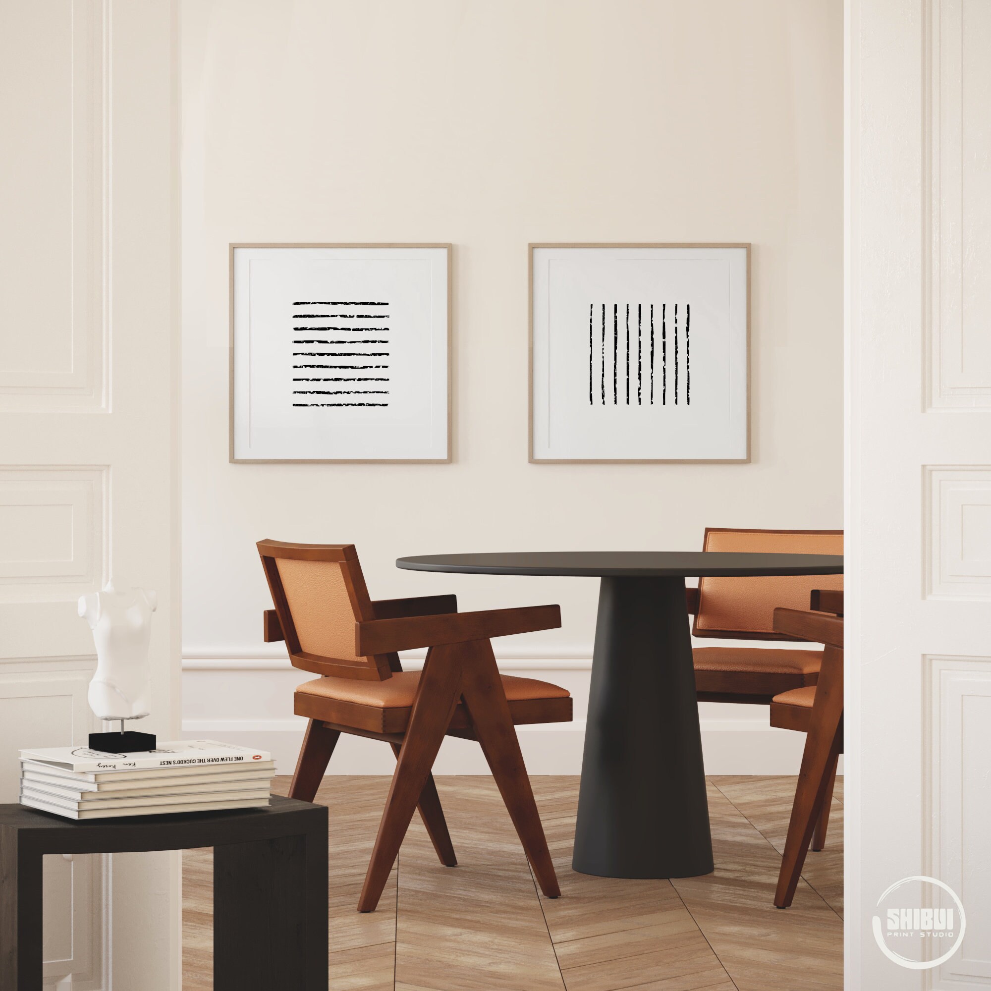 Japandi Wabi Sabi Black Lines Set of 2 Posters, Minimalist Mid-century ...