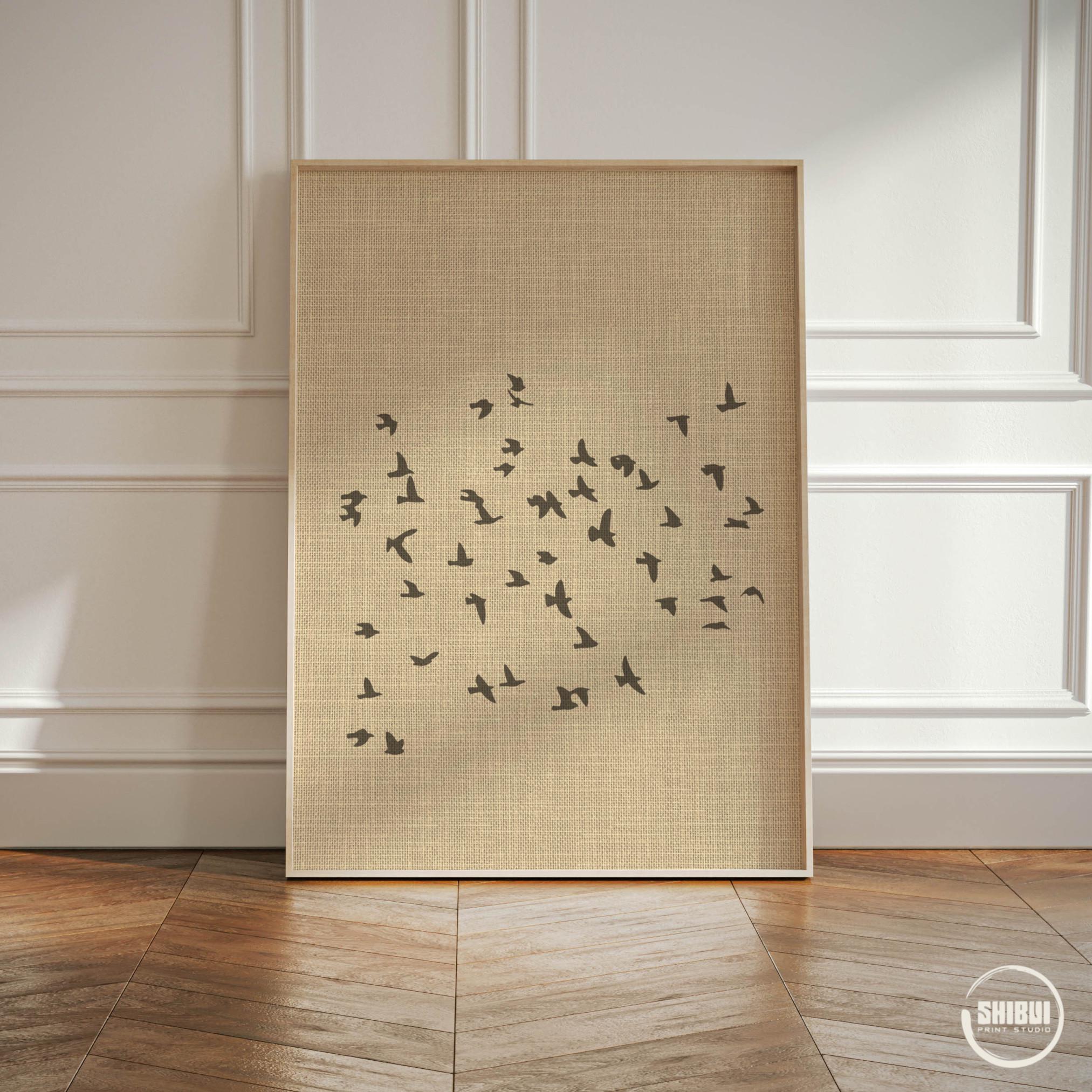 Triptych Minimalistic Japandi Poster Set, Flock of Birds Set of 3 ...