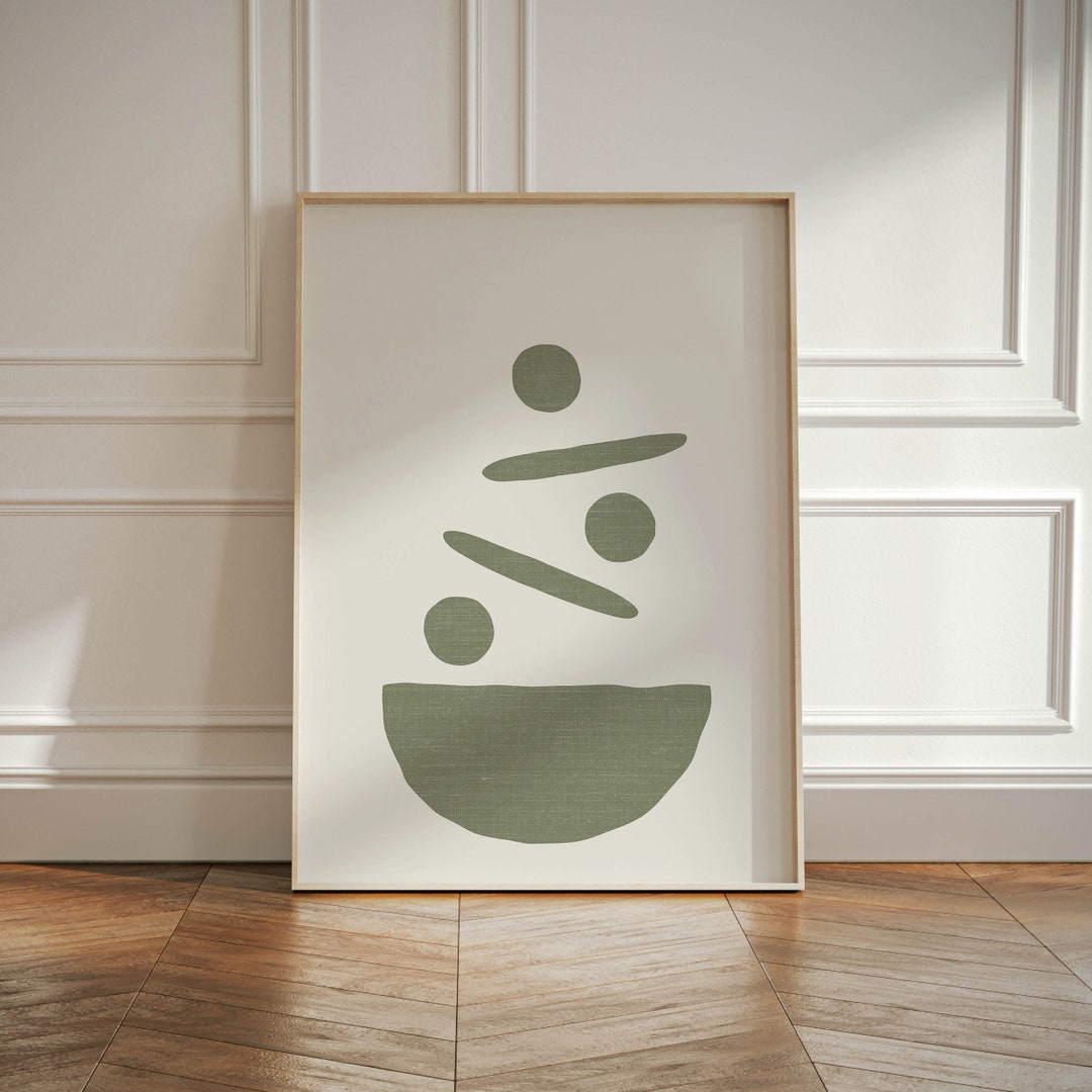Japandi Wabi Sabi Abstract Sage Green Poster, Nordic Hygge Minimalist ...