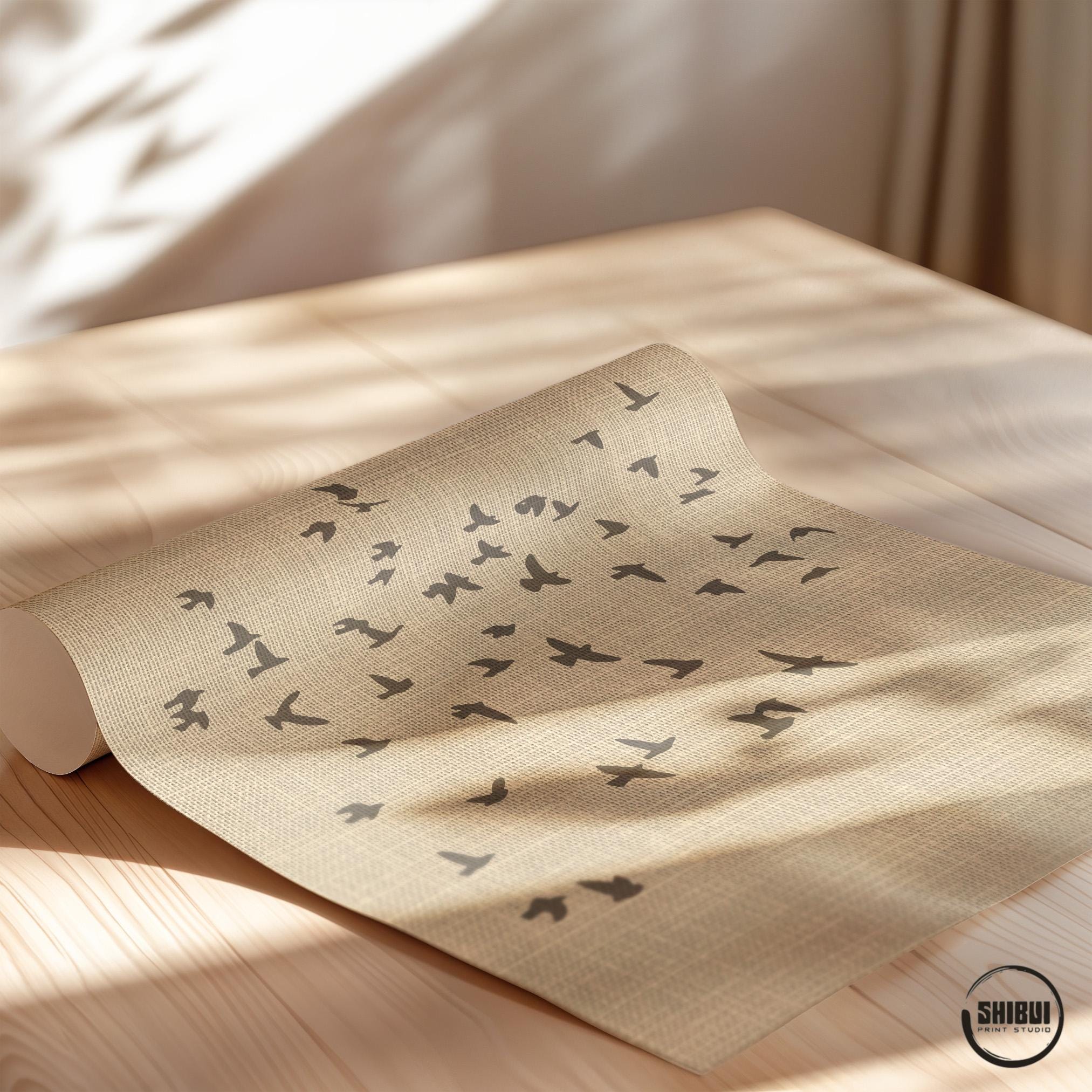 Triptych Minimalistic Japandi Poster Set, Flock of Birds Set of 3 ...