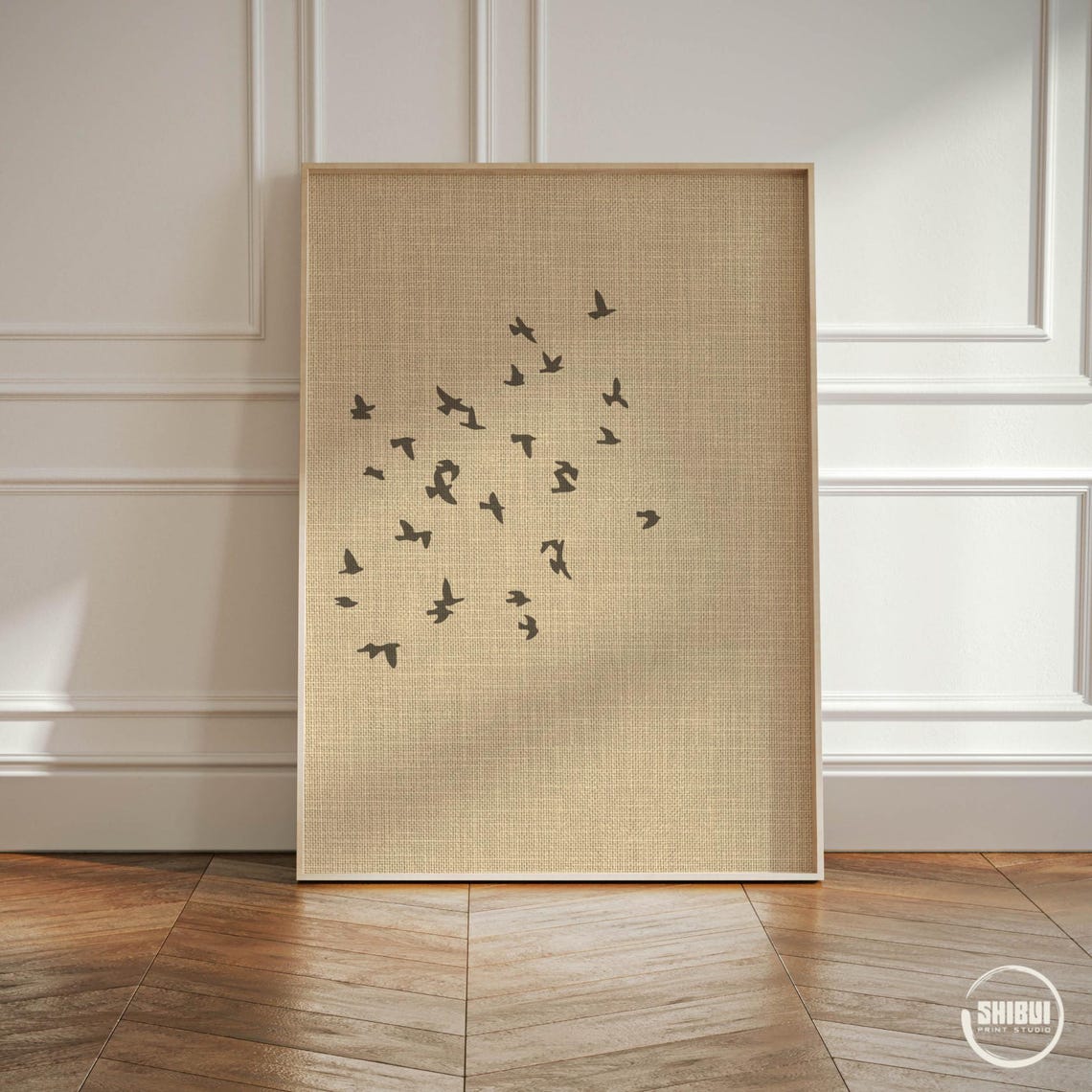 Triptych Minimalistic Japandi Poster Set, Flock of Birds Set of 3 ...
