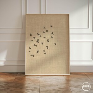 Triptych Minimalistic Japandi Poster Set, Flock of Birds Set of 3 ...