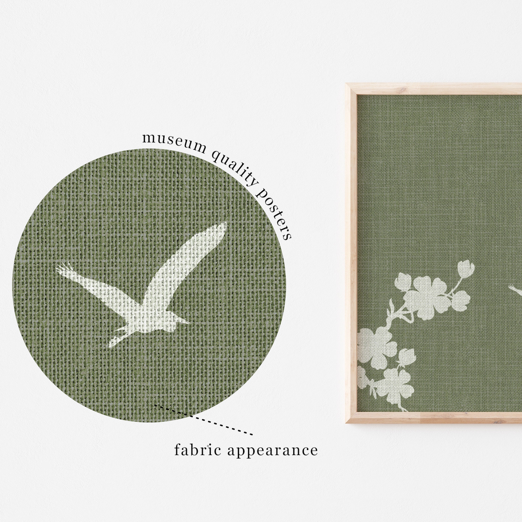 Japanese Crane Birds Herons Blossom Sun Tree Square Triptych Wall Art ...