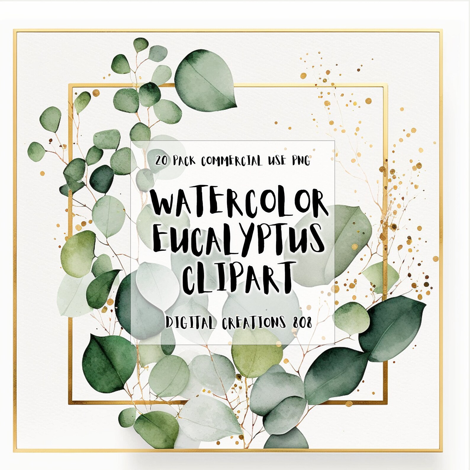 Watercolor Eucalyptus Clipart Watercolor Bright Colorful PNG Format ...
