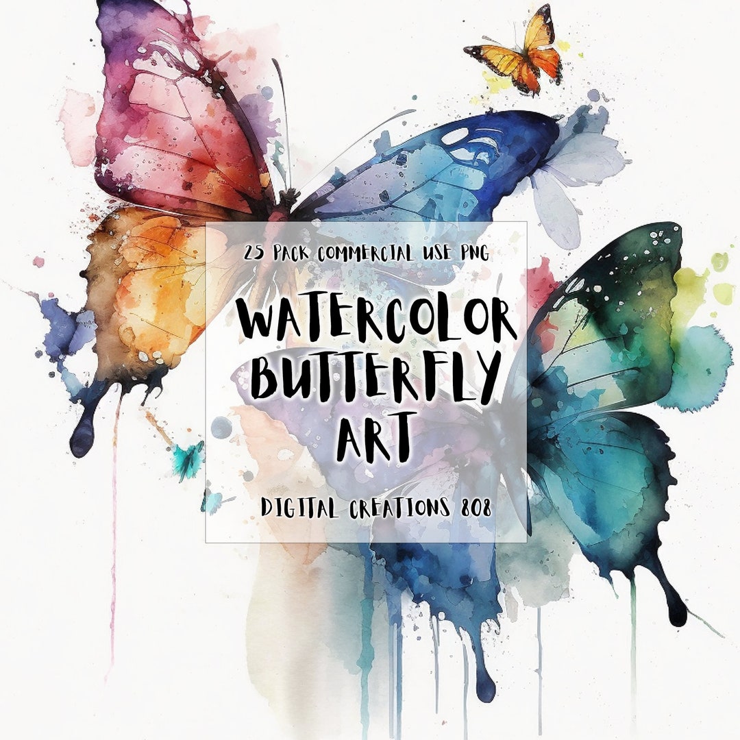 Watercolor Butterfly Clipart Watercolor Bright Colorful Winged ...