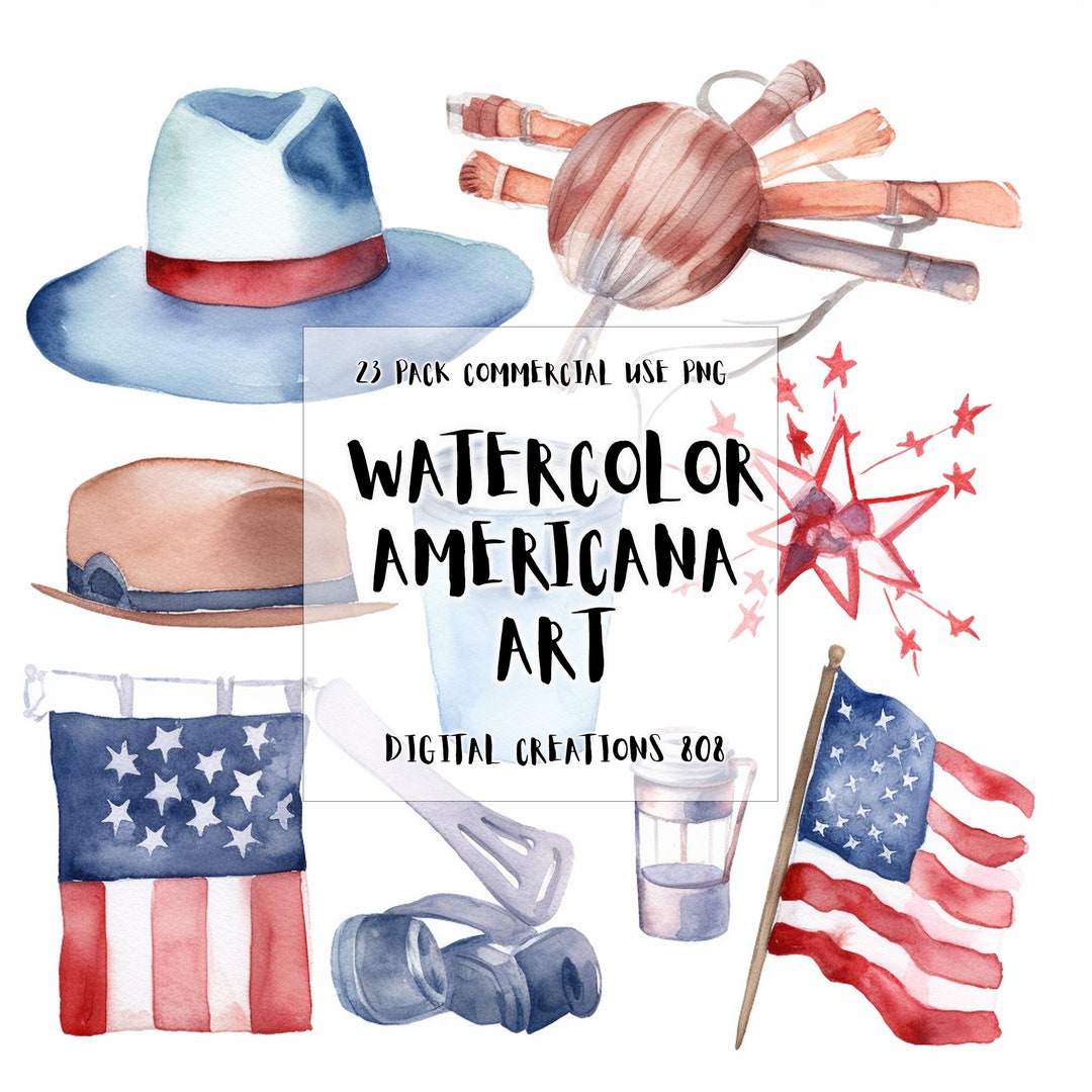 Watercolor Americana Clipart - Watercolor Red, White and Blue, America ...