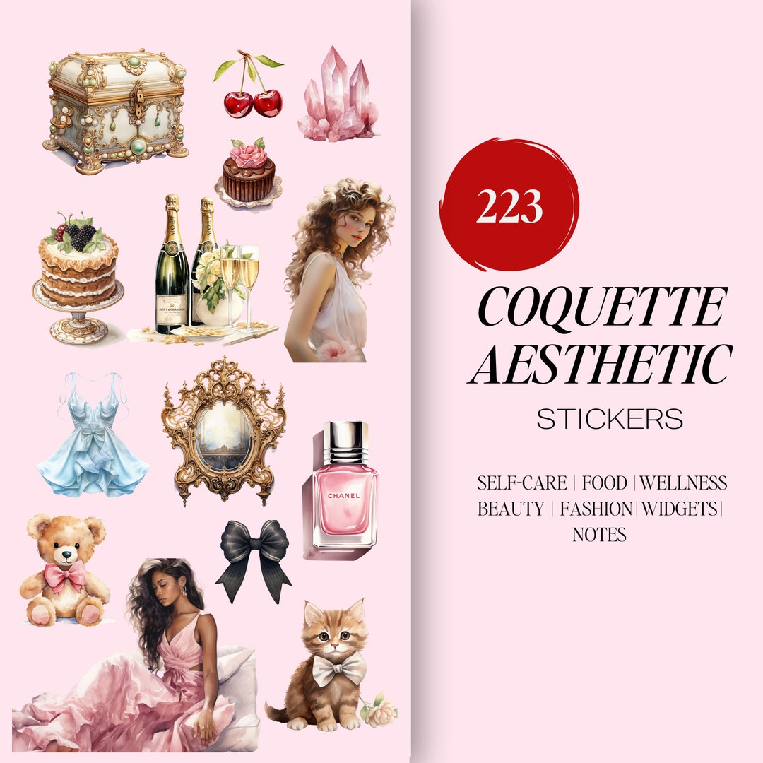 COQUETTE AESTHETIC Stickers 2024 | 223 Digital Stickers | Goodnotes ...