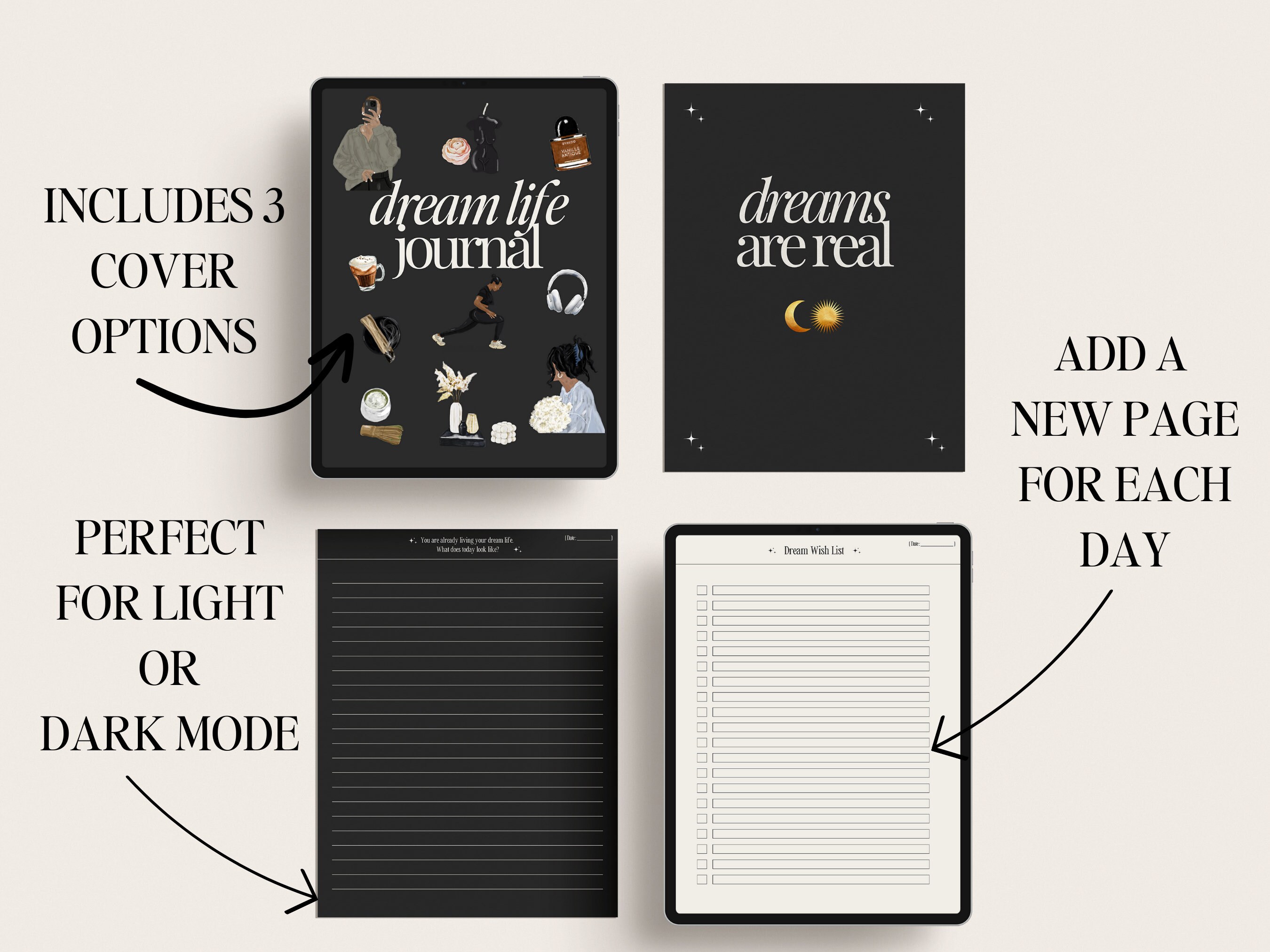 AESTHETIC DIGITAL Dream Life Journal Minimal Journal Pages Goodnotes ...