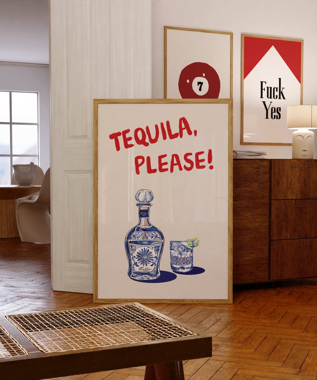 Tequila Print Wall Art | Bar Cart Aesthetic Apartment Decor | Digital ...