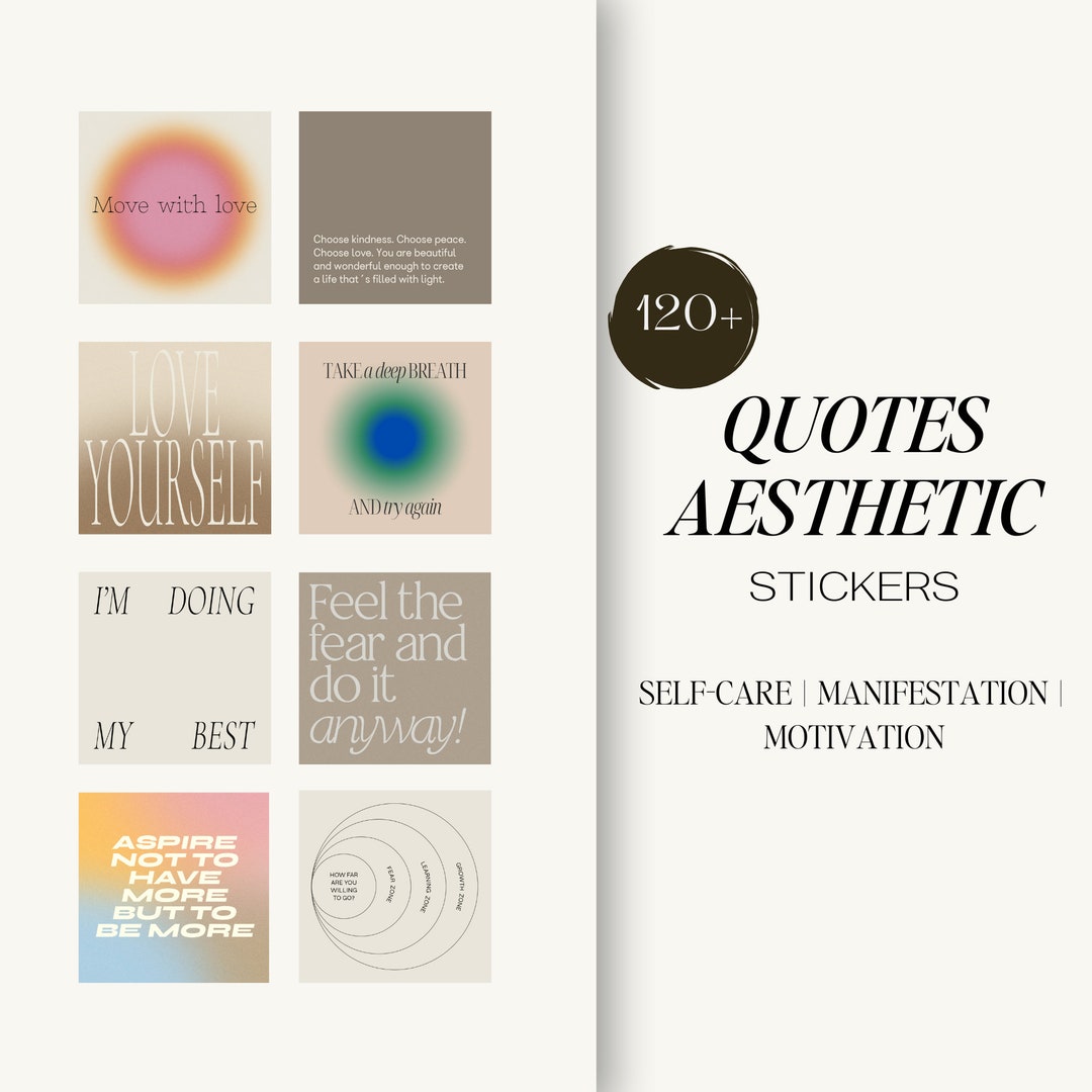 QUOTES AESTHETIC Stickers 2024 That Girl Self-care Digital Stickers ...