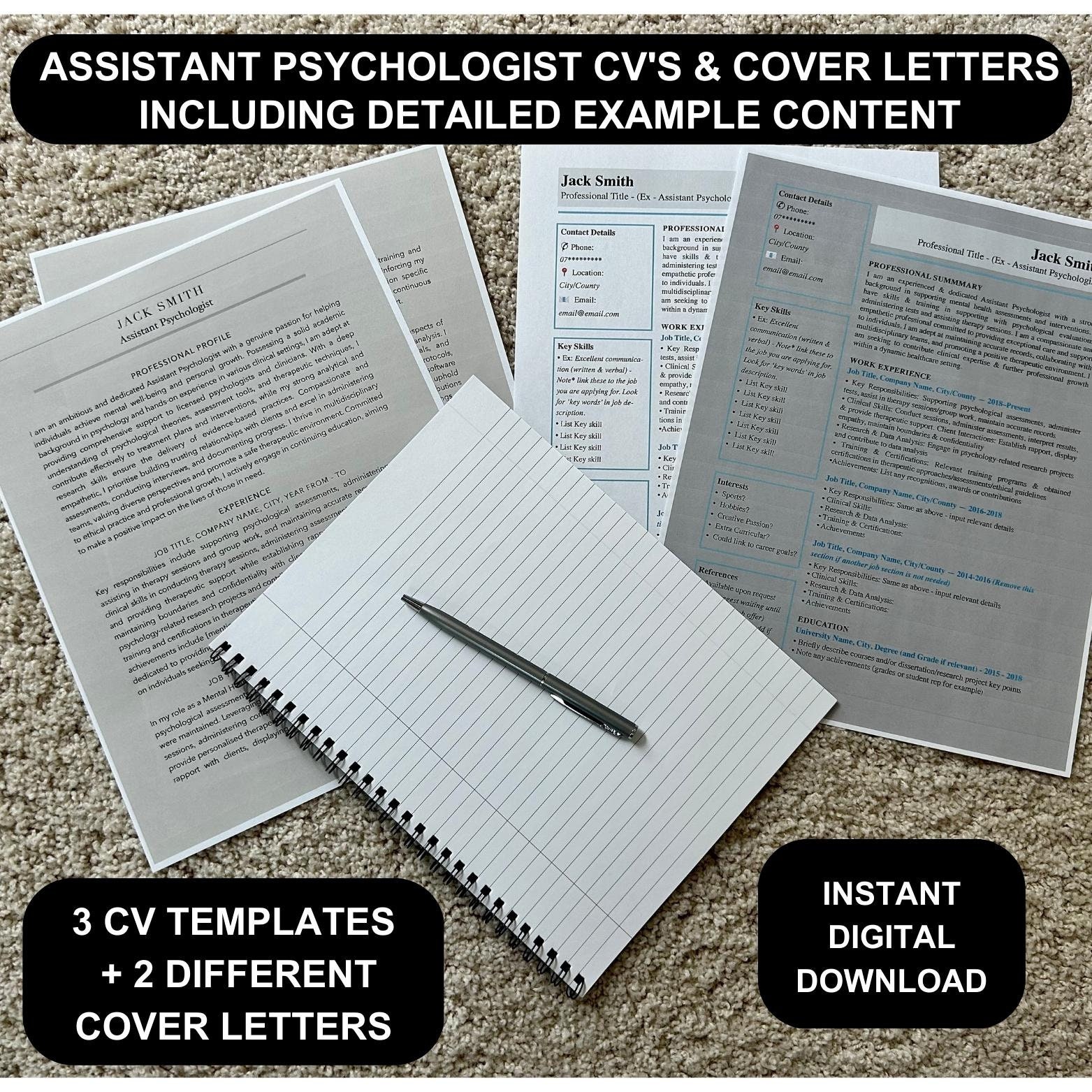 Assistant Psychologist CV Templates & Cover Letters - Includes Detailed ...