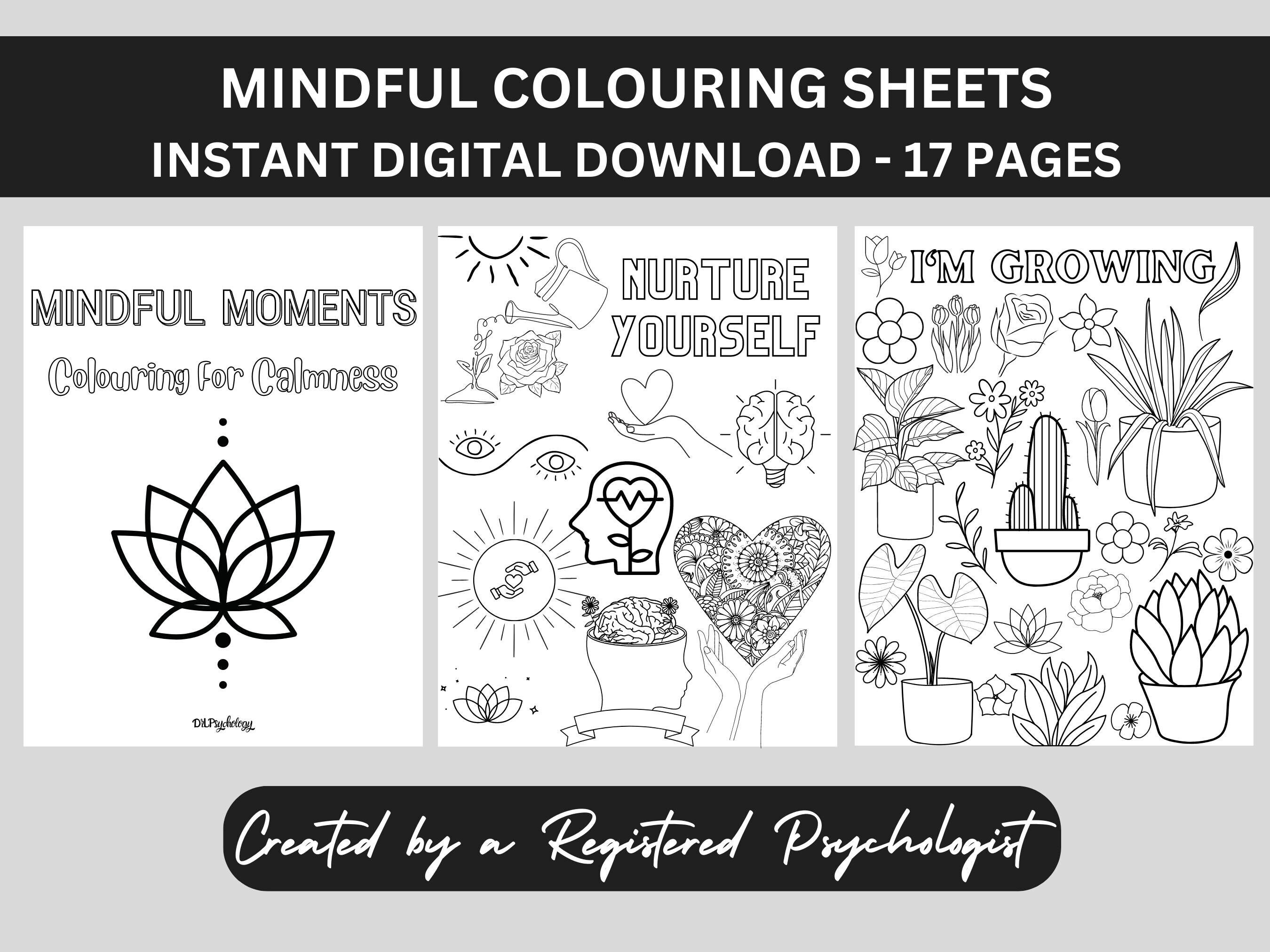 Mindful Colouring Pages - Printable Digital Download - Great for ...