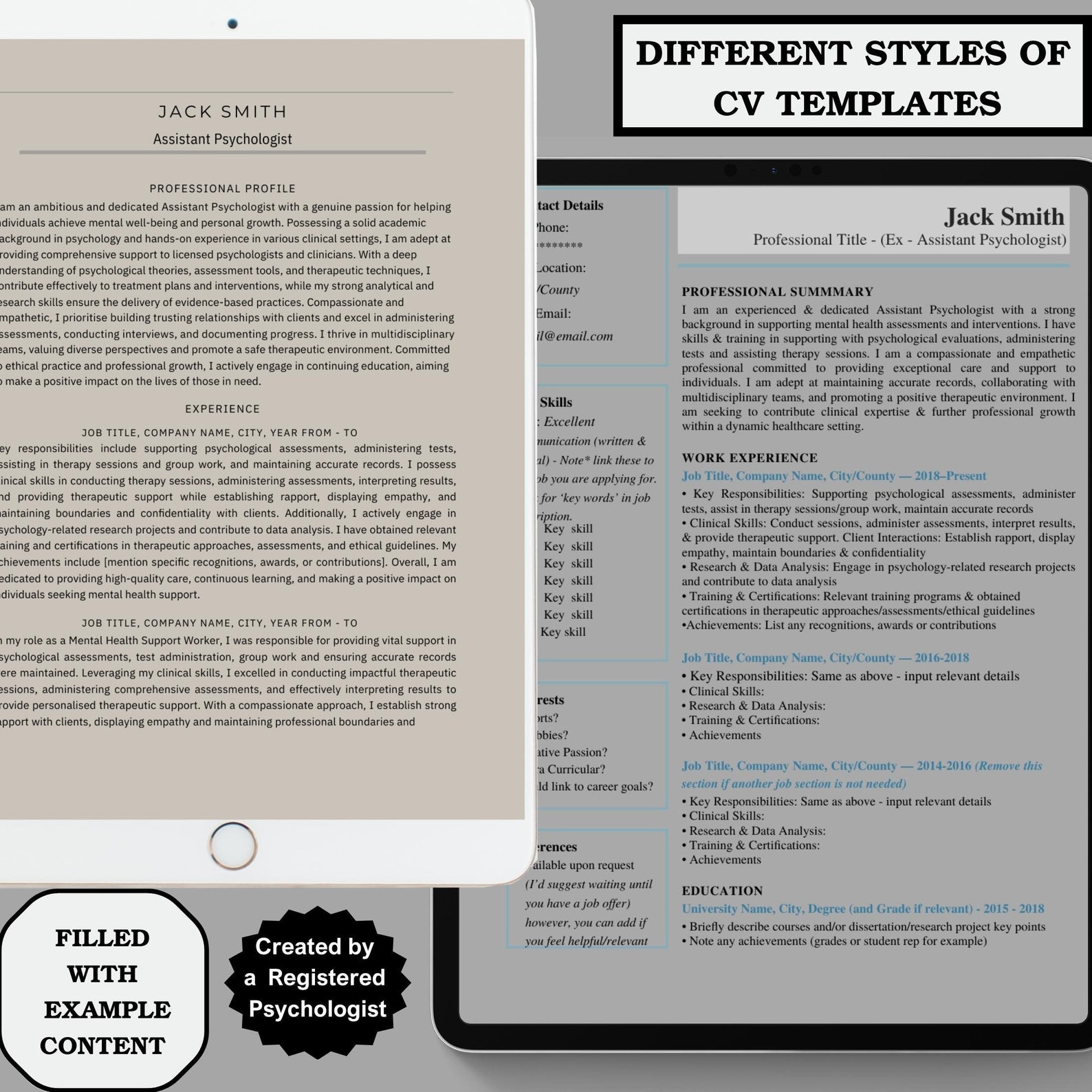 Assistant Psychologist CV Templates & Cover Letters - Includes Detailed ...