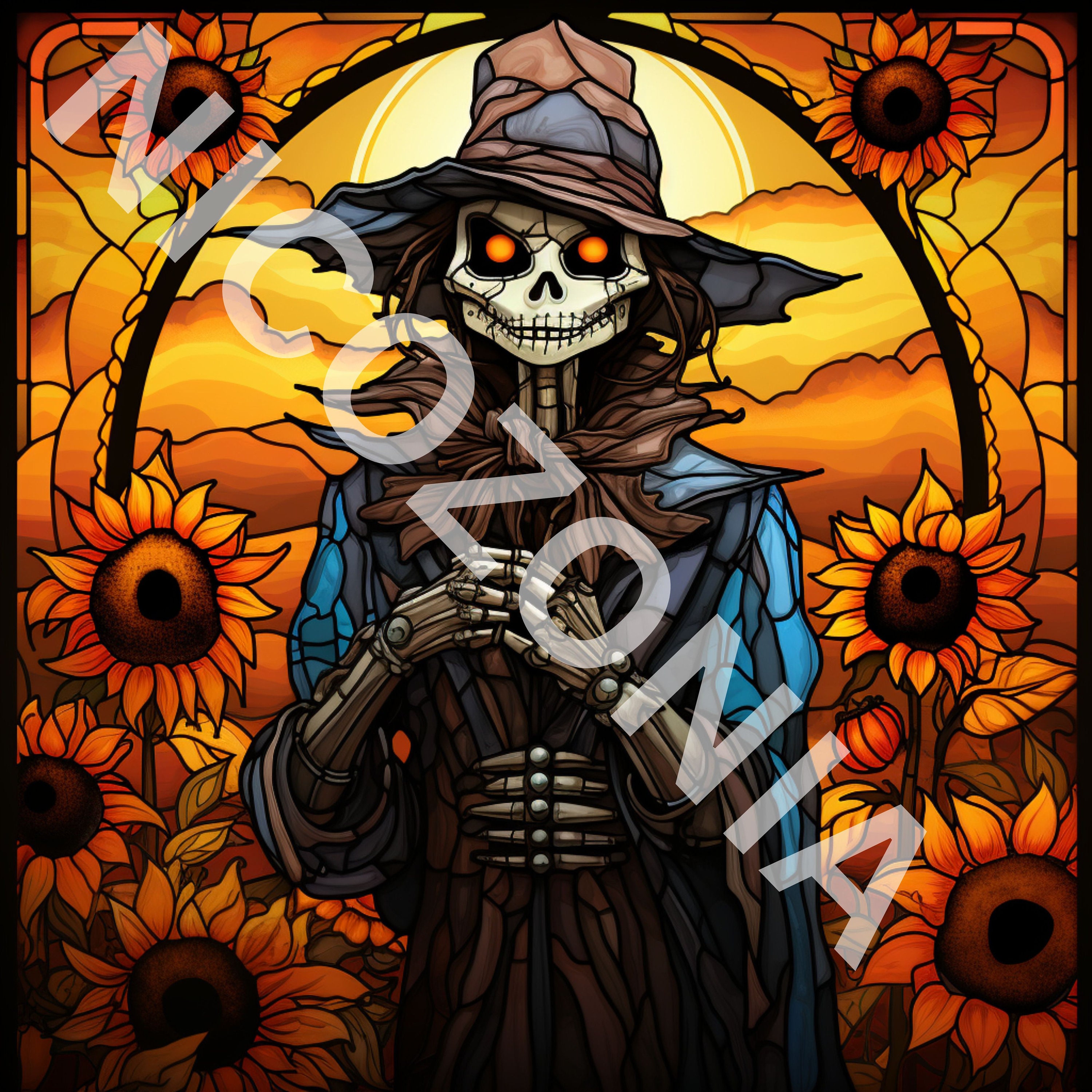 Trendy Stained Glass Halloween Cliparts Png-bundle Skull PNG Stained ...