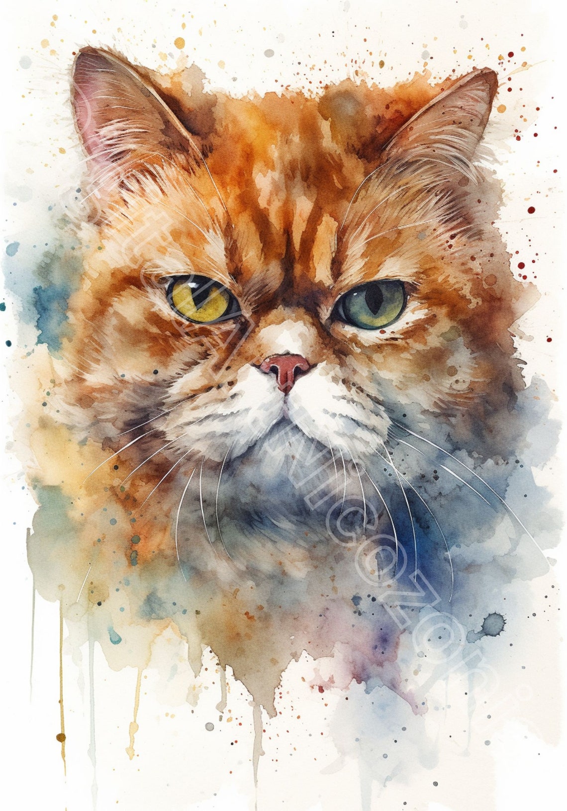 AI Art Professional Midjourney Prompt for Watercolor Cat - Etsy